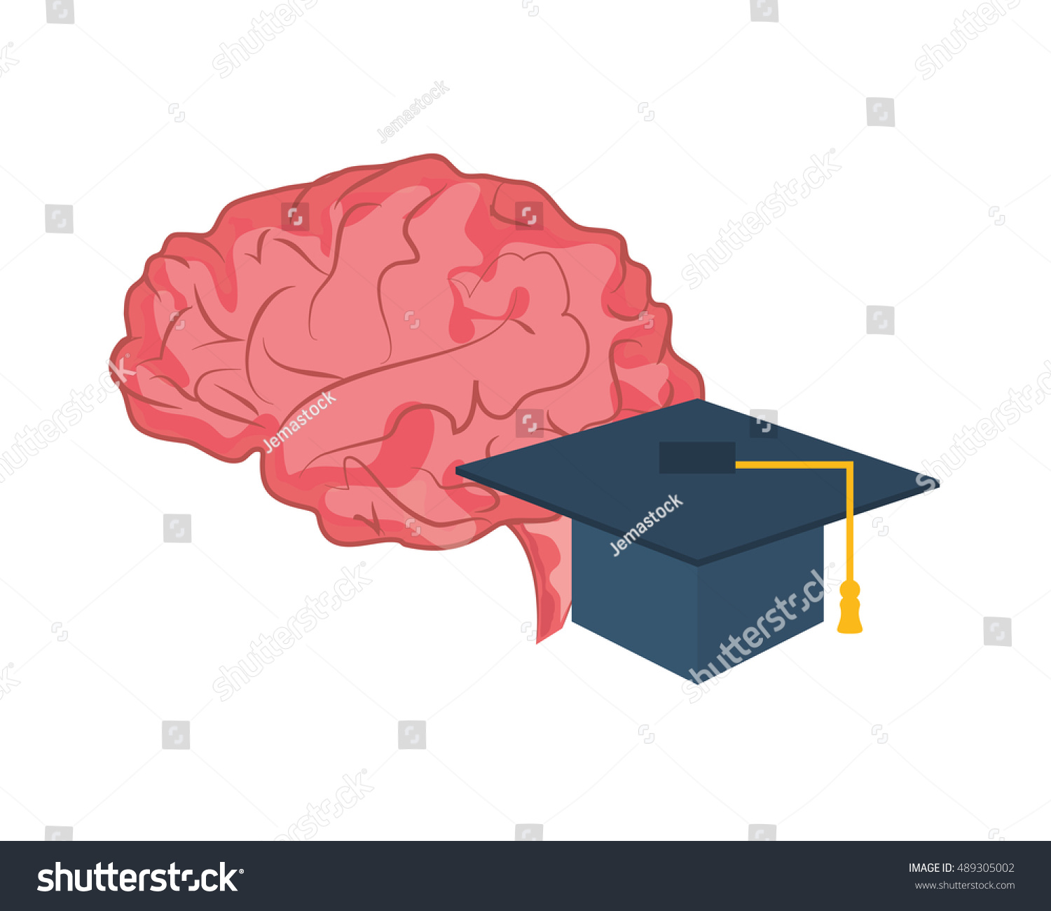 Brain Graduation Cap Icon Stock Vector (Royalty Free) 489305002