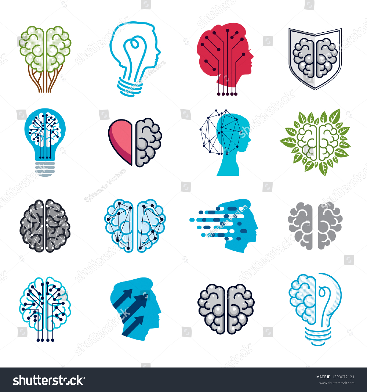 Brain Intelligence Vector Icons Logos Concepts Stock Vector (Royalty ...