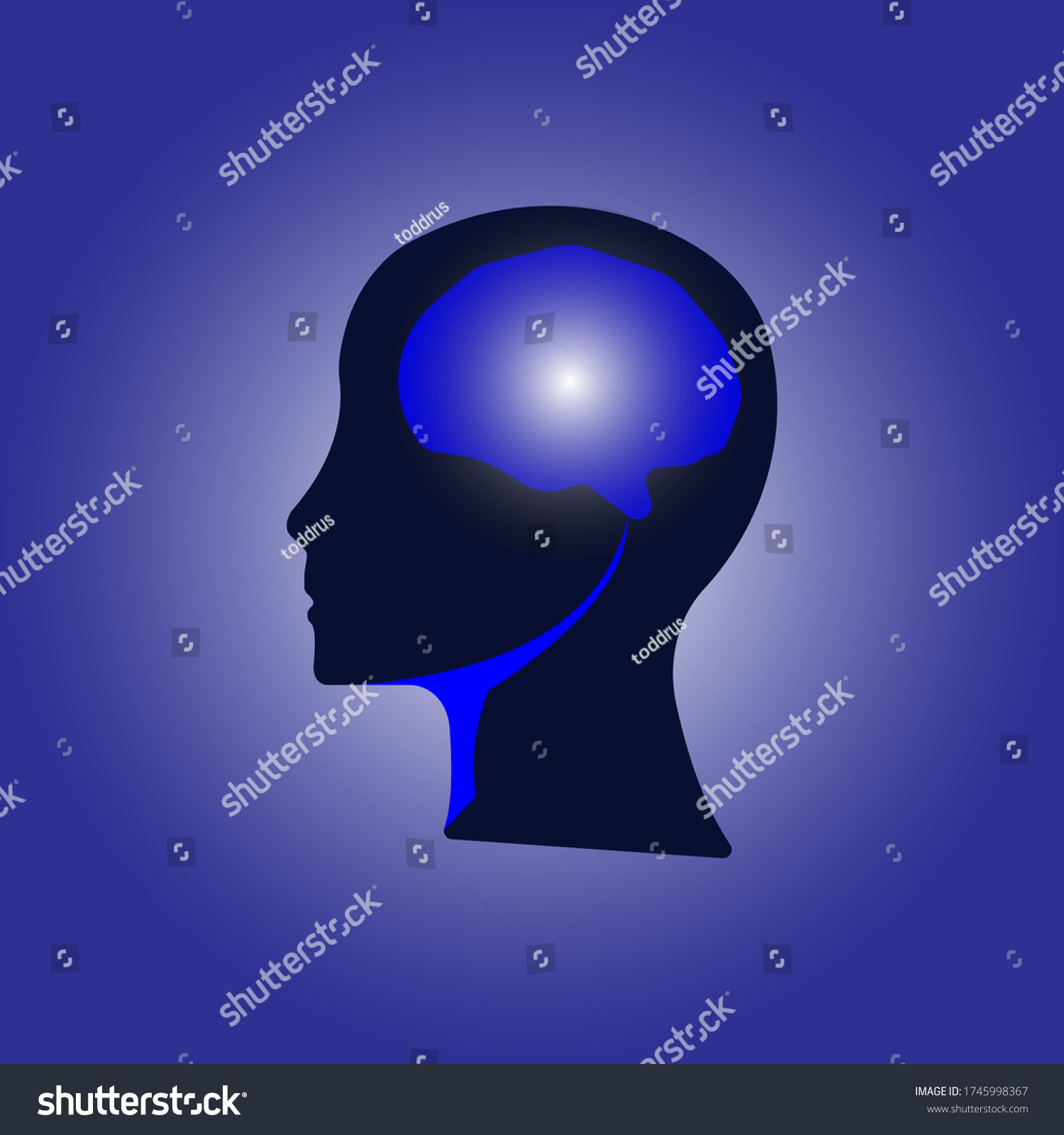 Brain Thinking Process Head Stock Vector (Royalty Free) 1745998367