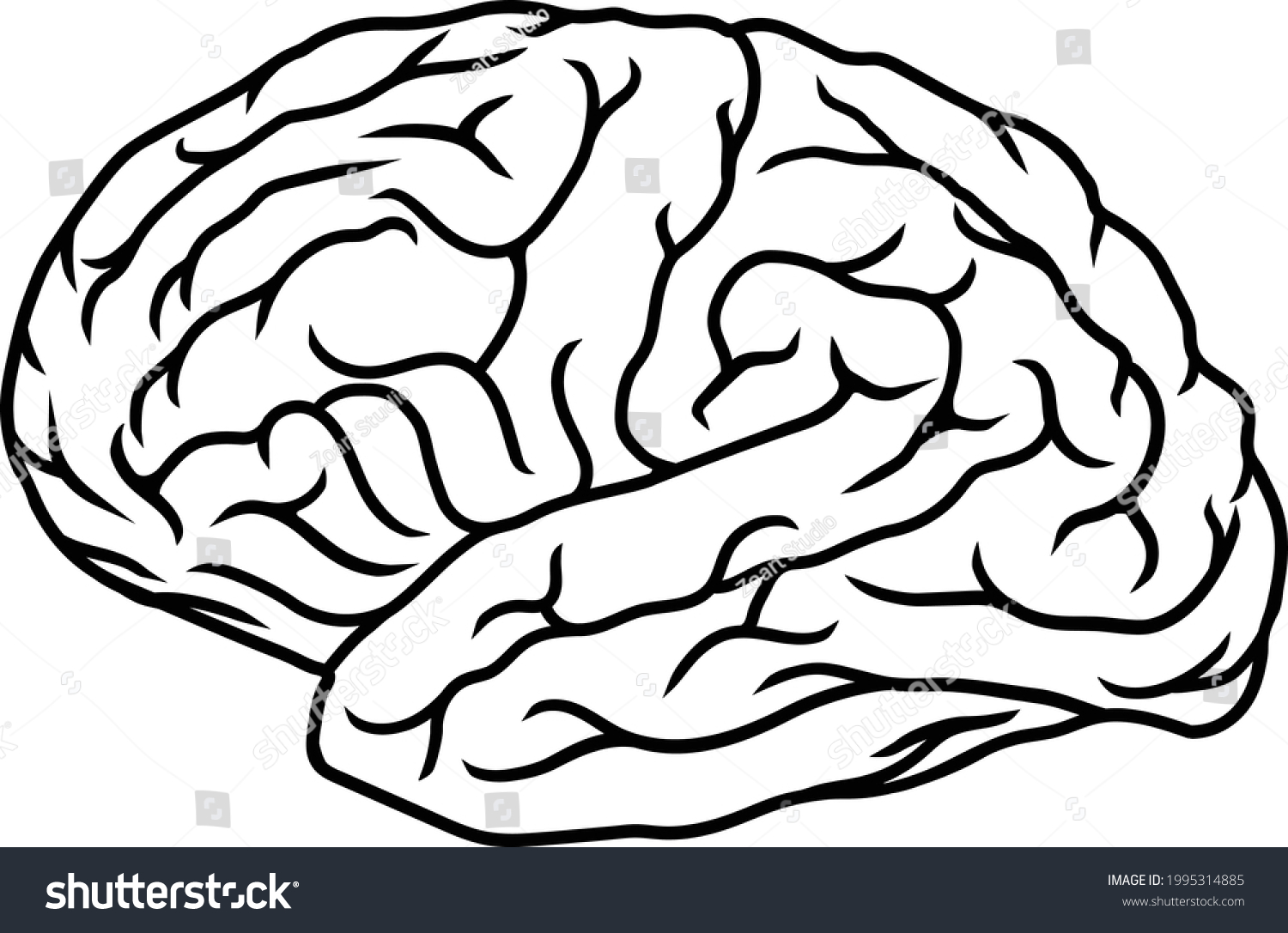 Brain Black Lines Icon Vector Illustration Stock Vector (Royalty Free ...