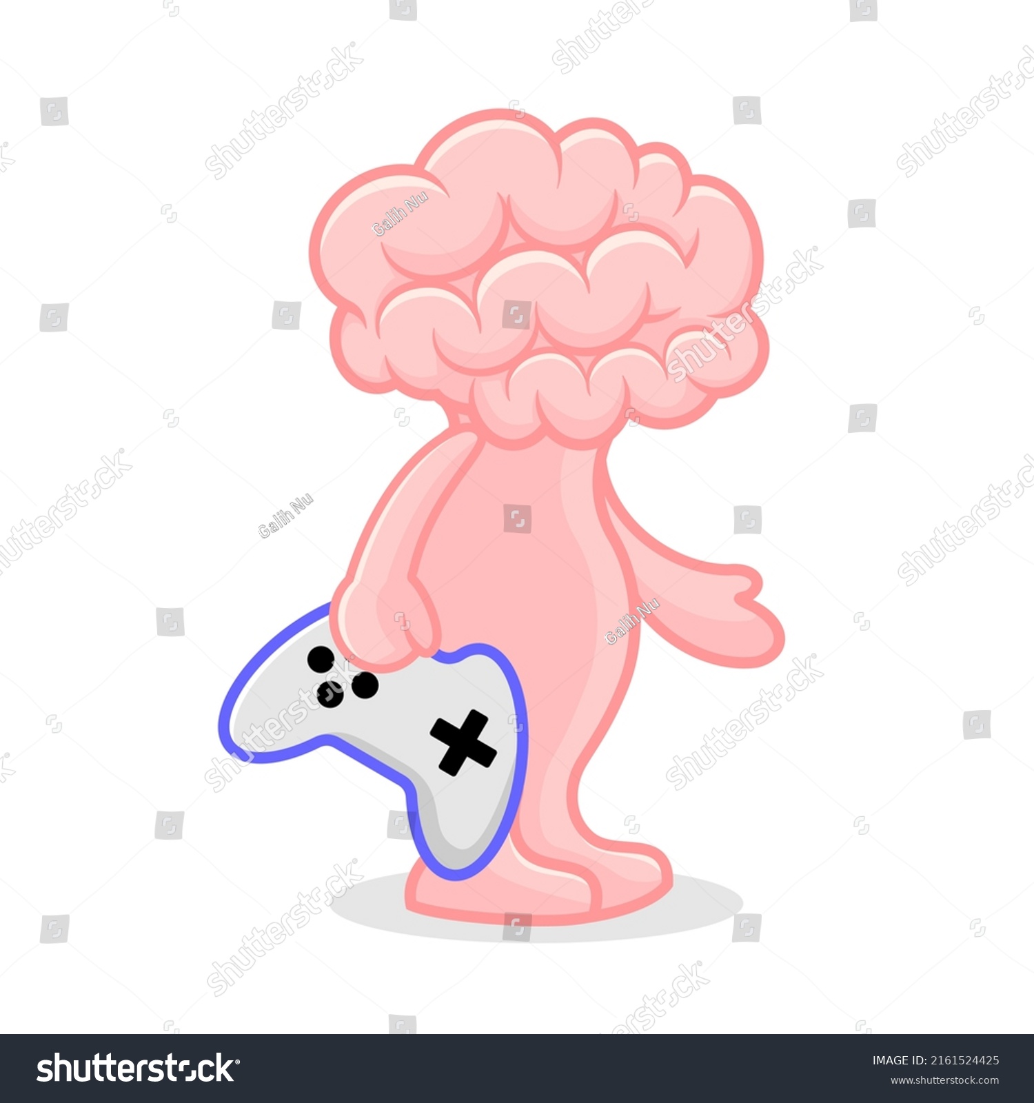 Brain Cartoon Vector Illustration Holds Controller Stock Vector ...