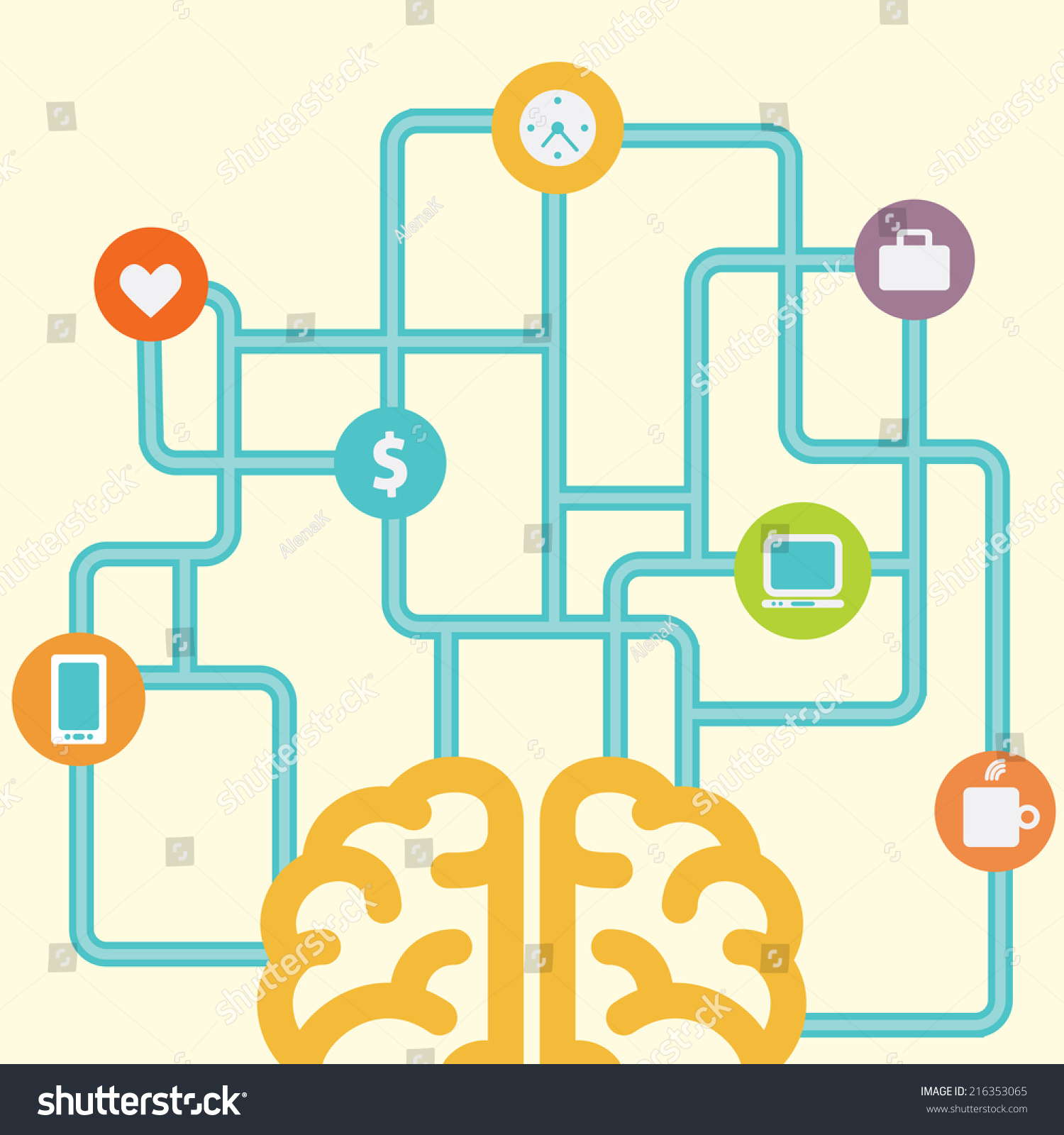 Brain Connected Icons Concept Vector Illustration Stock Vector (Royalty ...