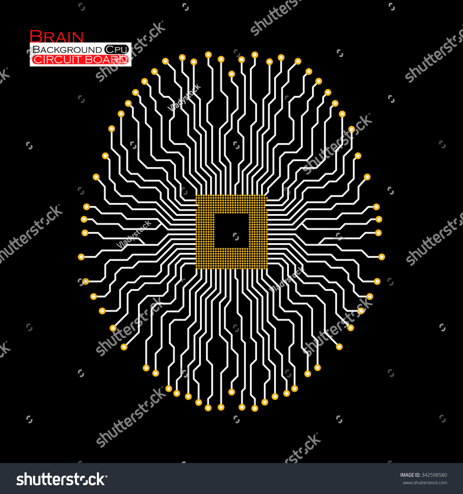 Brain Cpu Circuit Board Vector Illustration Stock Vector (Royalty Free ...
