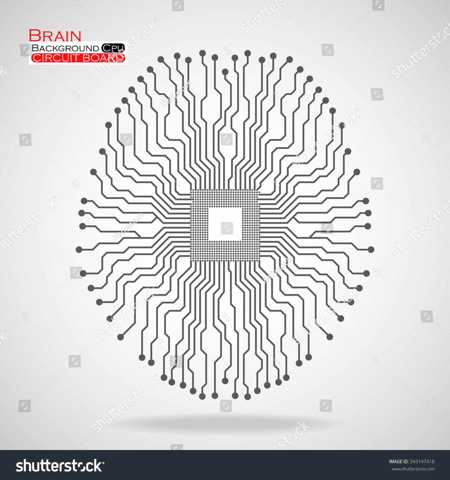 Brain Cpu Circuit Board Vector Illustration Stock Vector (Royalty Free ...
