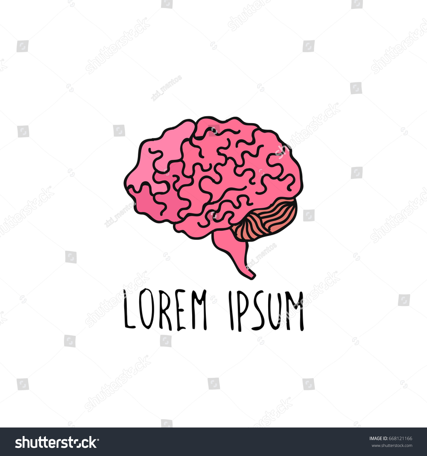 Brain Doodle Icon Stock Vector (Royalty Free) 668121166