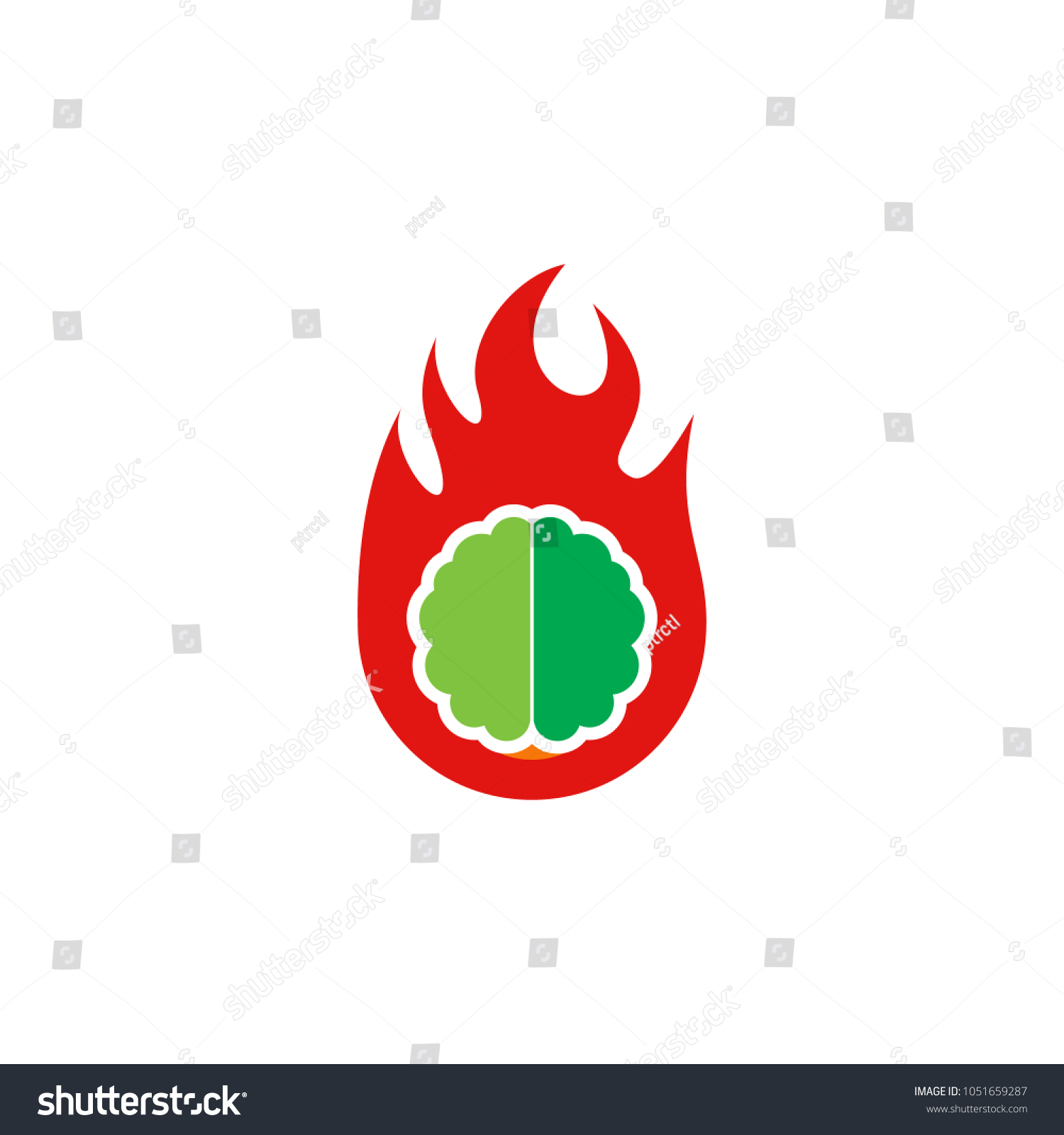 Brain Fire Logo Icon Design: vector de stock (libre de regalías ...