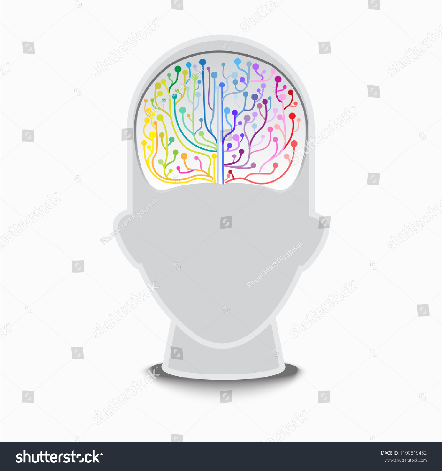 Brain Front View Stock Vector (Royalty Free) 1190819452