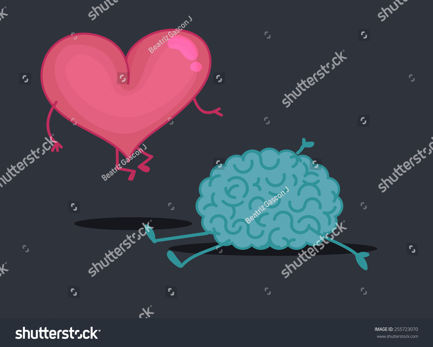 Brain Heart Characters Crime Scene Stock Vector (Royalty Free) 255723070
