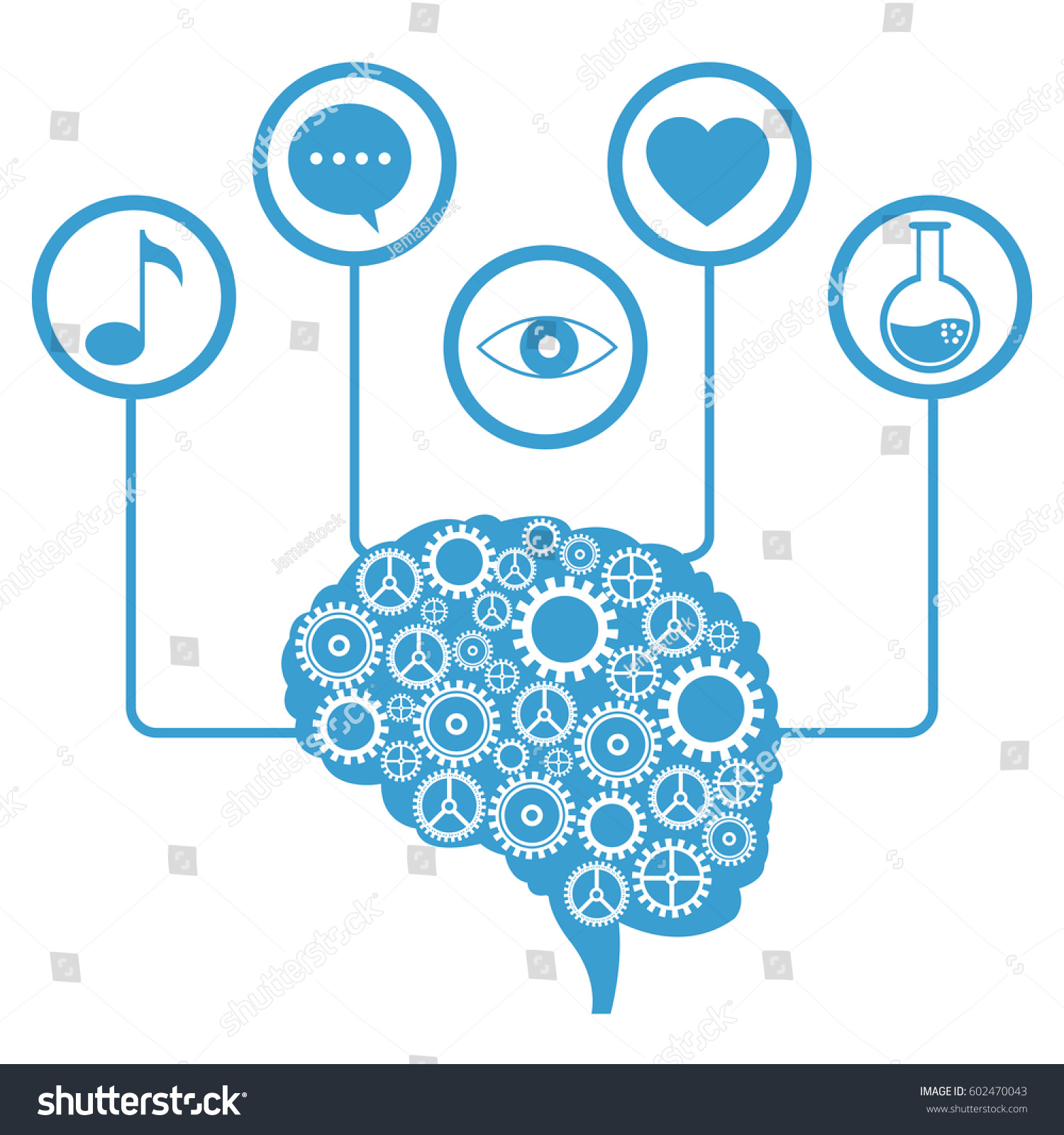 Brain Human Gear Learning Icons Stock Vector 602470043 - Shutterstock