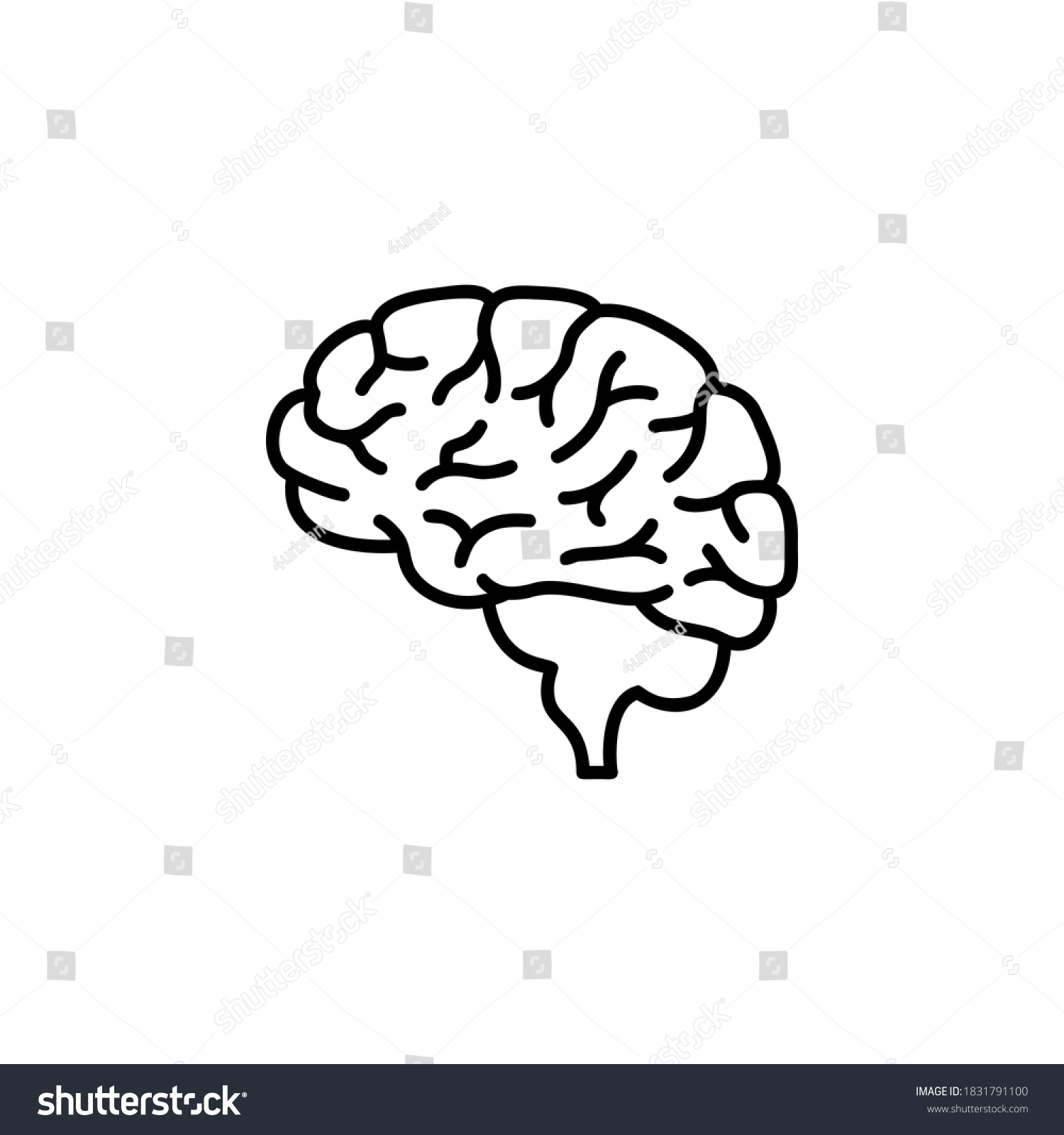 Brain Icon Flat Vector Illustration Stock Vector (Royalty Free ...