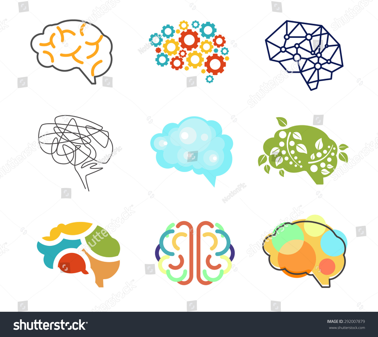 Brain Icon Set Vector Illustration Stock Vector (Royalty Free ...