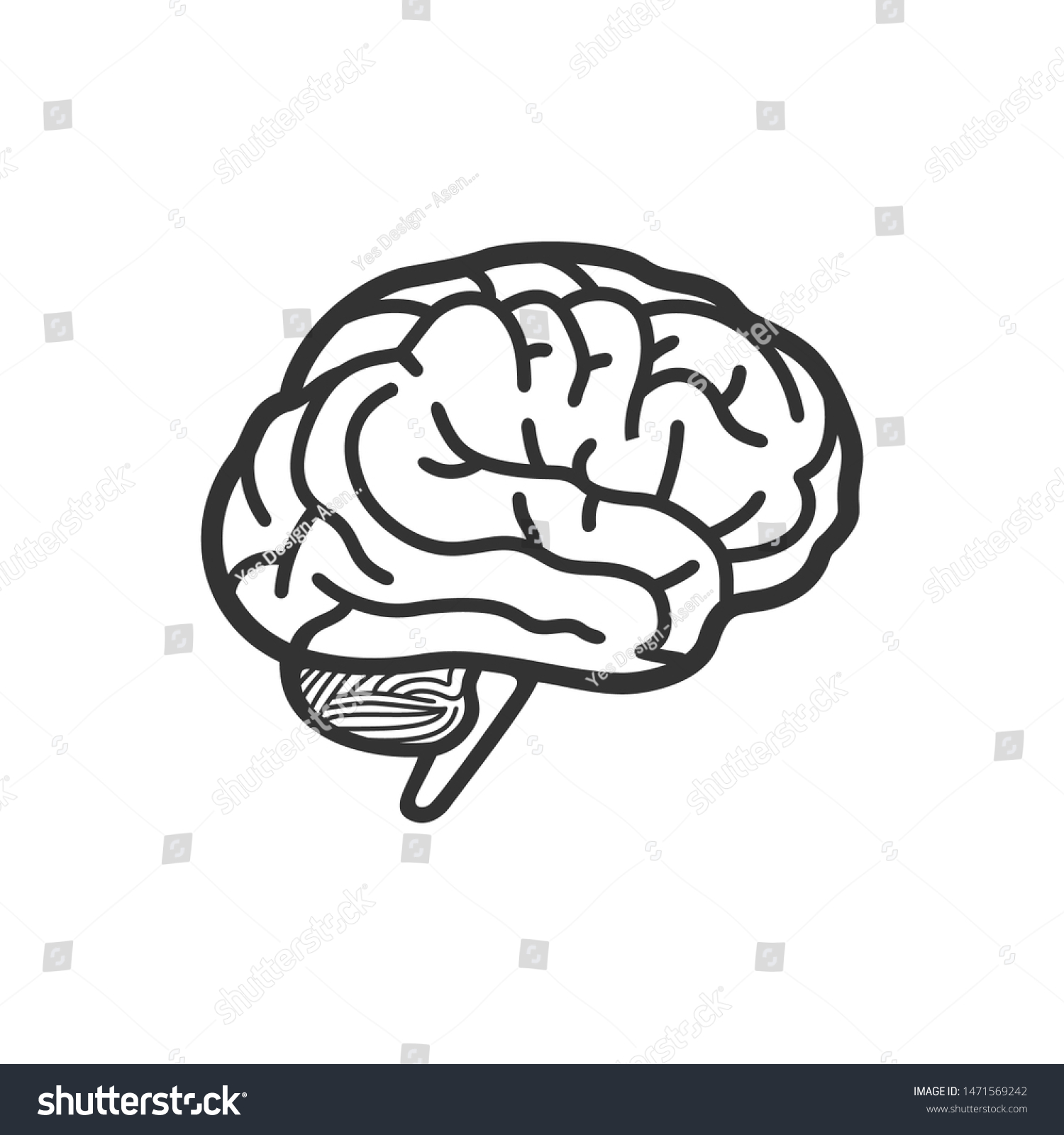 Brain Icon Template Brain Line Vector Stock Vector (Royalty Free ...