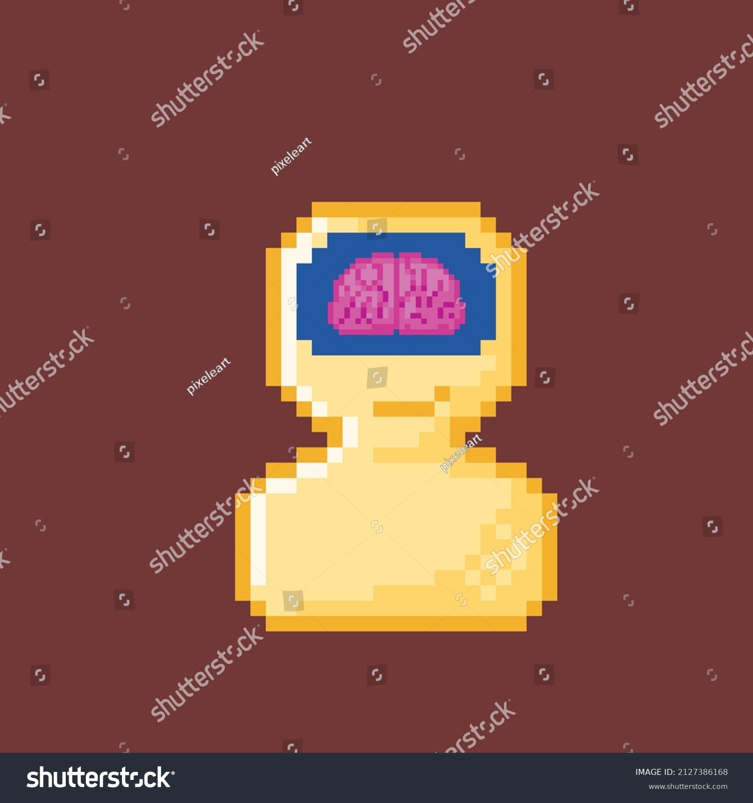 Brain Head Pixel Style Stock Vector (Royalty Free) 2127386168 ...