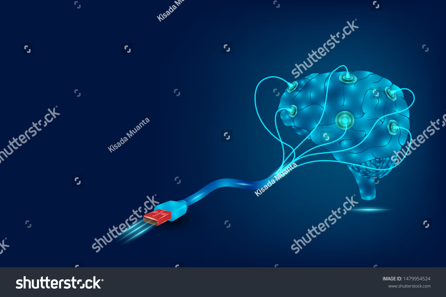 Brain Interfaces Technology Plug Play Transfer: เวกเตอร์สต็อก (ปลอดค่า ...