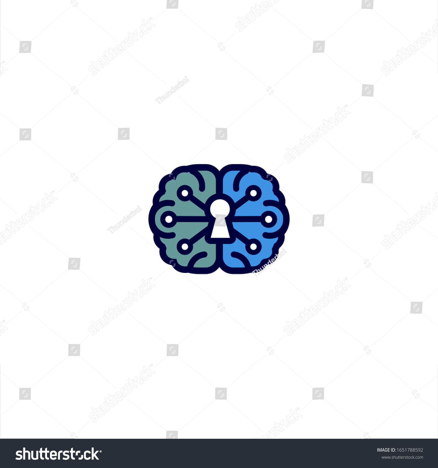 Brain Logo Lock Key Neuron Security Stock Vector (Royalty Free ...