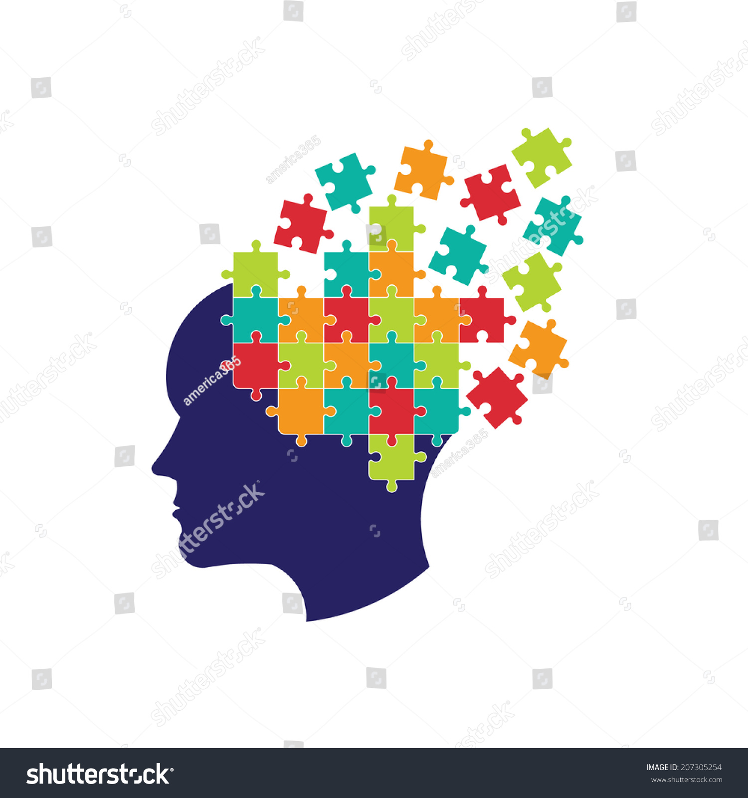 Brain Logo Puzzle Vector Icon Stock Vector (Royalty Free) 207305254