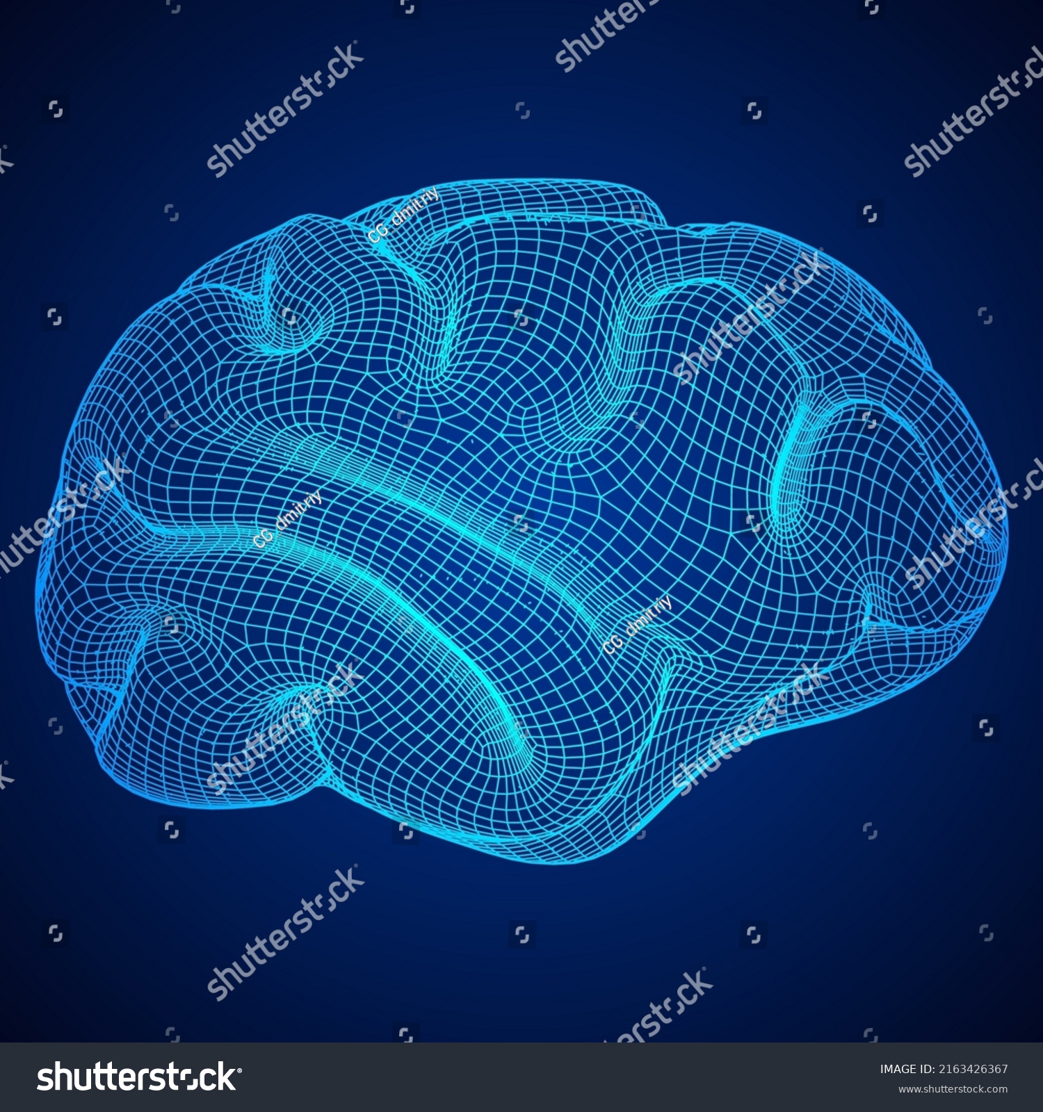 Brain Low Poly Abstract Digital Human Stock Vector (Royalty Free ...