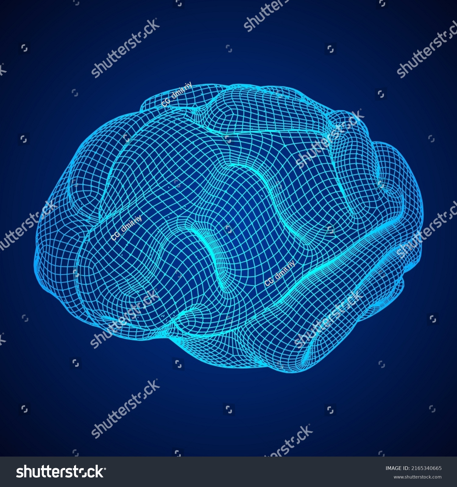 Brain Low Poly Abstract Digital Human Stock Vector (Royalty Free ...