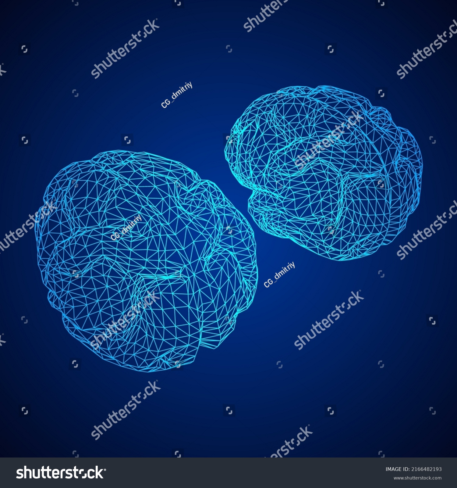 Brain Low Poly Abstract Digital Human Stock Vector (Royalty Free ...