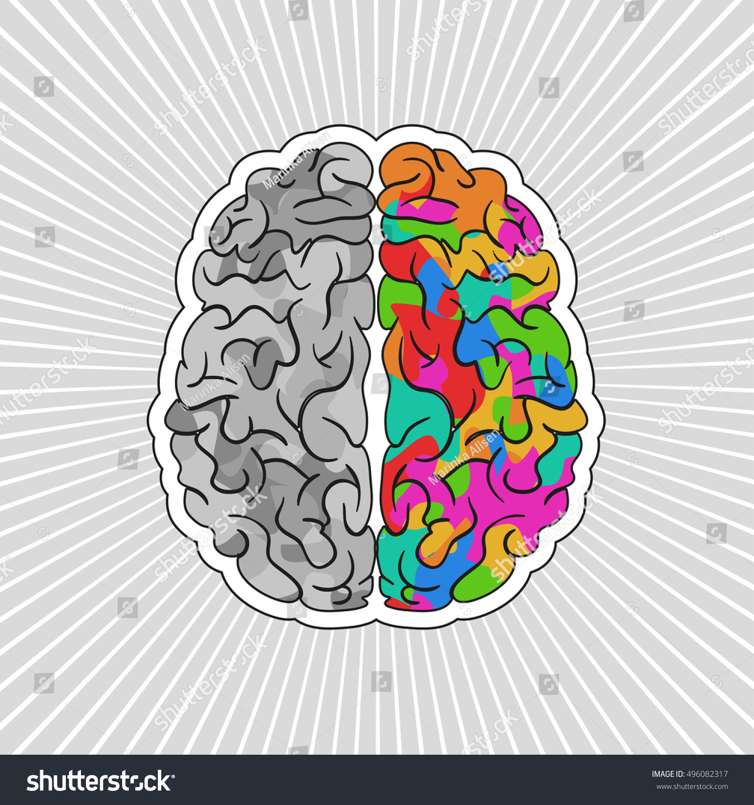 Brain Paper Sticker Comics Style Vector Stock Vector (Royalty Free ...