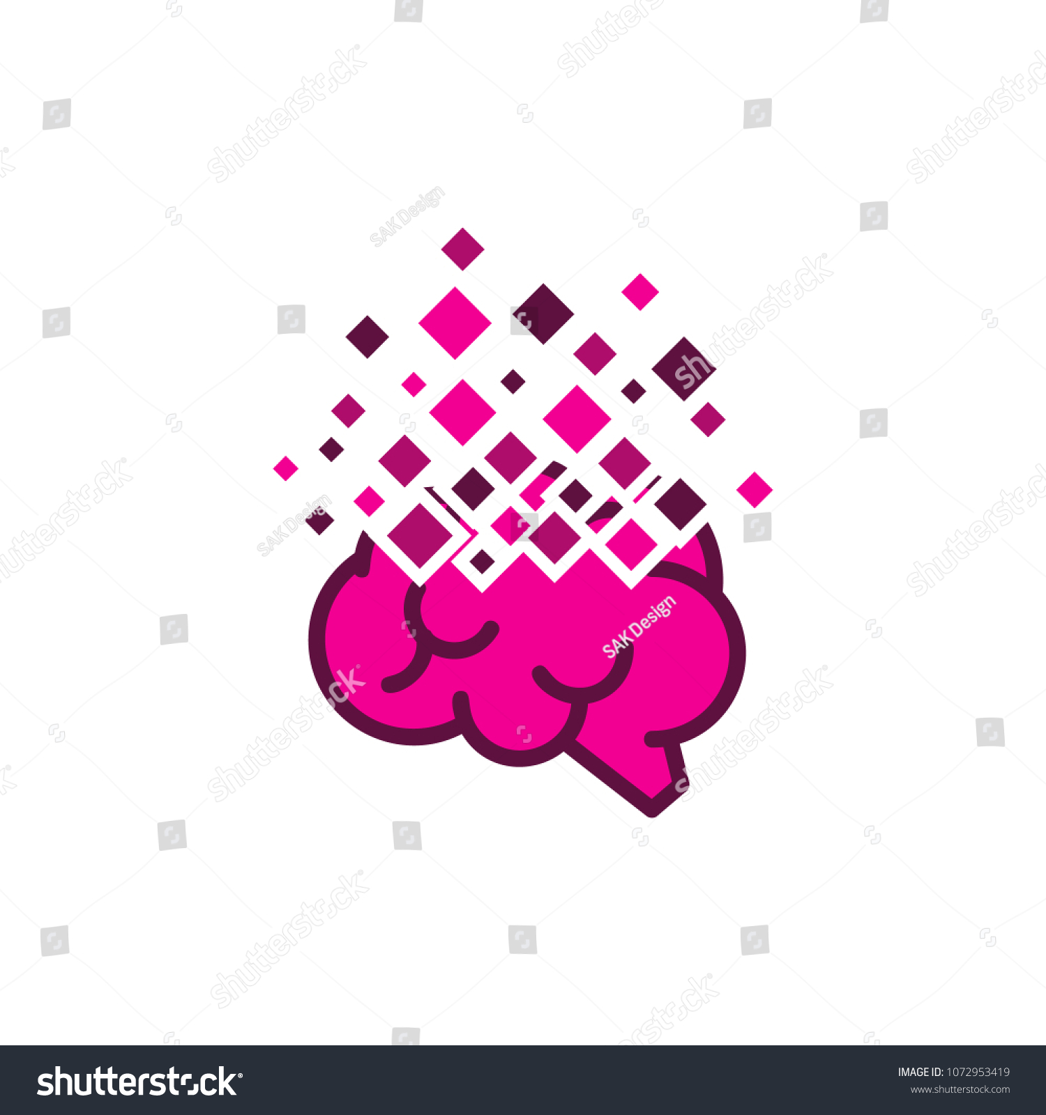 Brain Pixel Logo Icon Design Stock Vector (Royalty Free) 1072953419