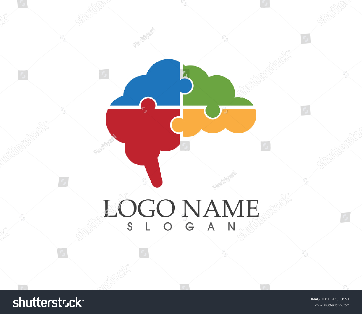 Brain Puzzle Logo Vector Illustration Stock Vector (Royalty Free ...