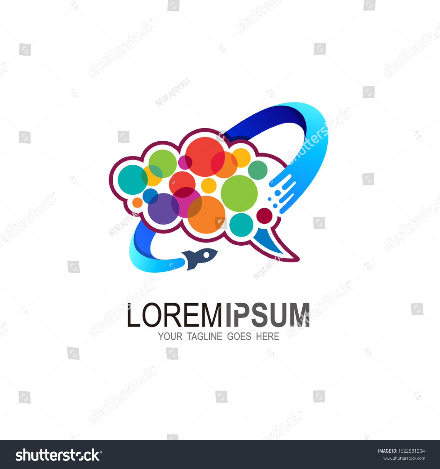 Brain Rocket Mind Boost Logo Design Stock Vector (Royalty Free ...