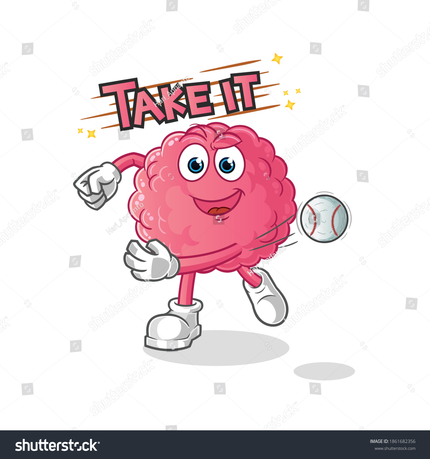 Brain Throwing Baseball Vector Cartoon Character Stock Vector (Royalty ...
