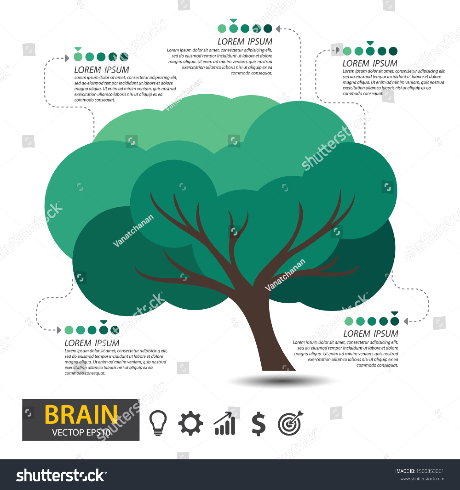 Brain Tree Design Infographic Template Presentation Stock Vector ...