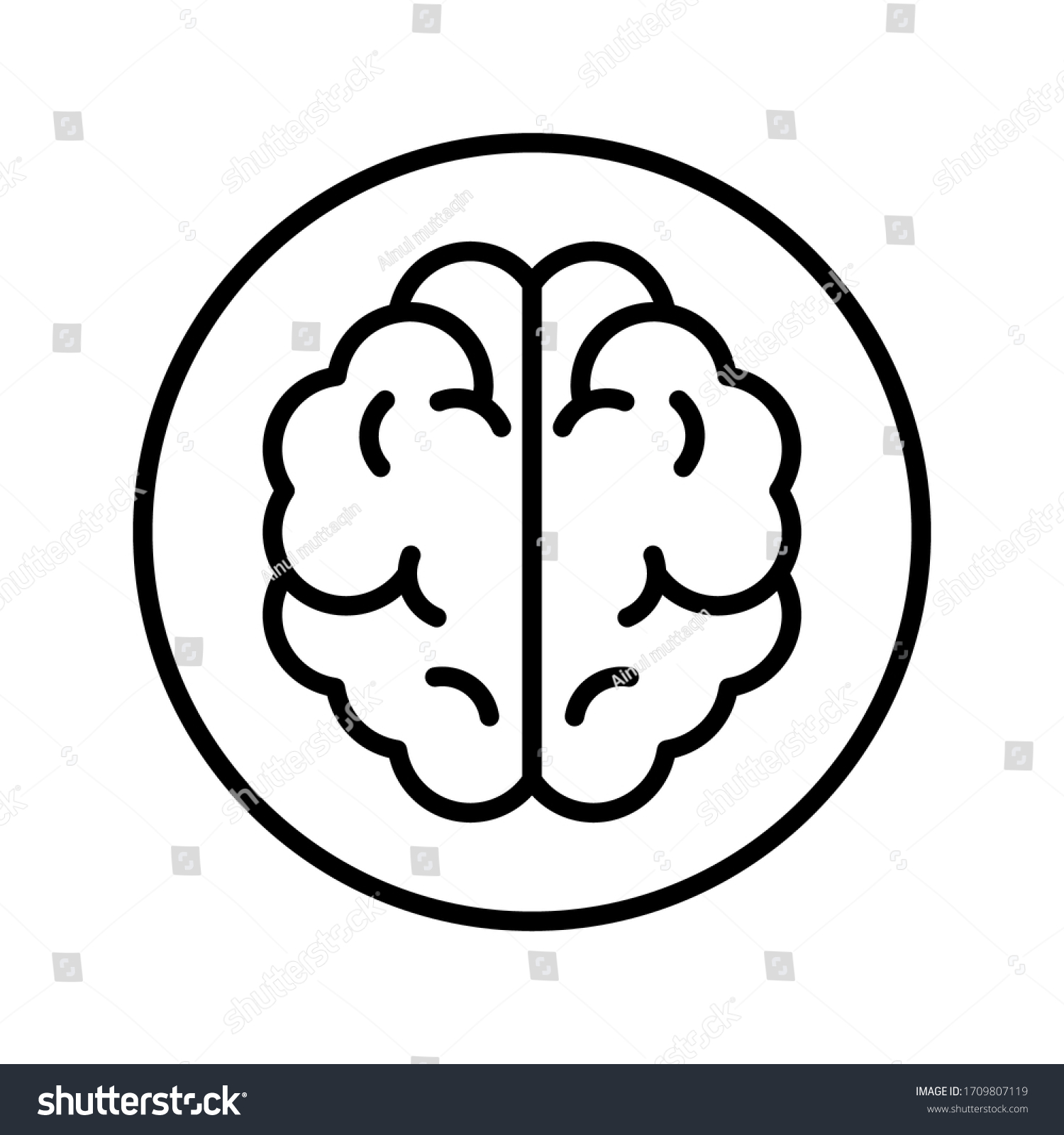 Brain Vector Icon Isolated On White Stock Vector (Royalty Free) 1709807119