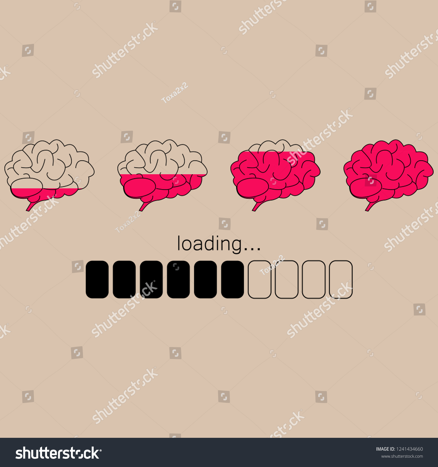 Brain Vector Illustration Pink Marrow Progress Stock Vector (Royalty ...