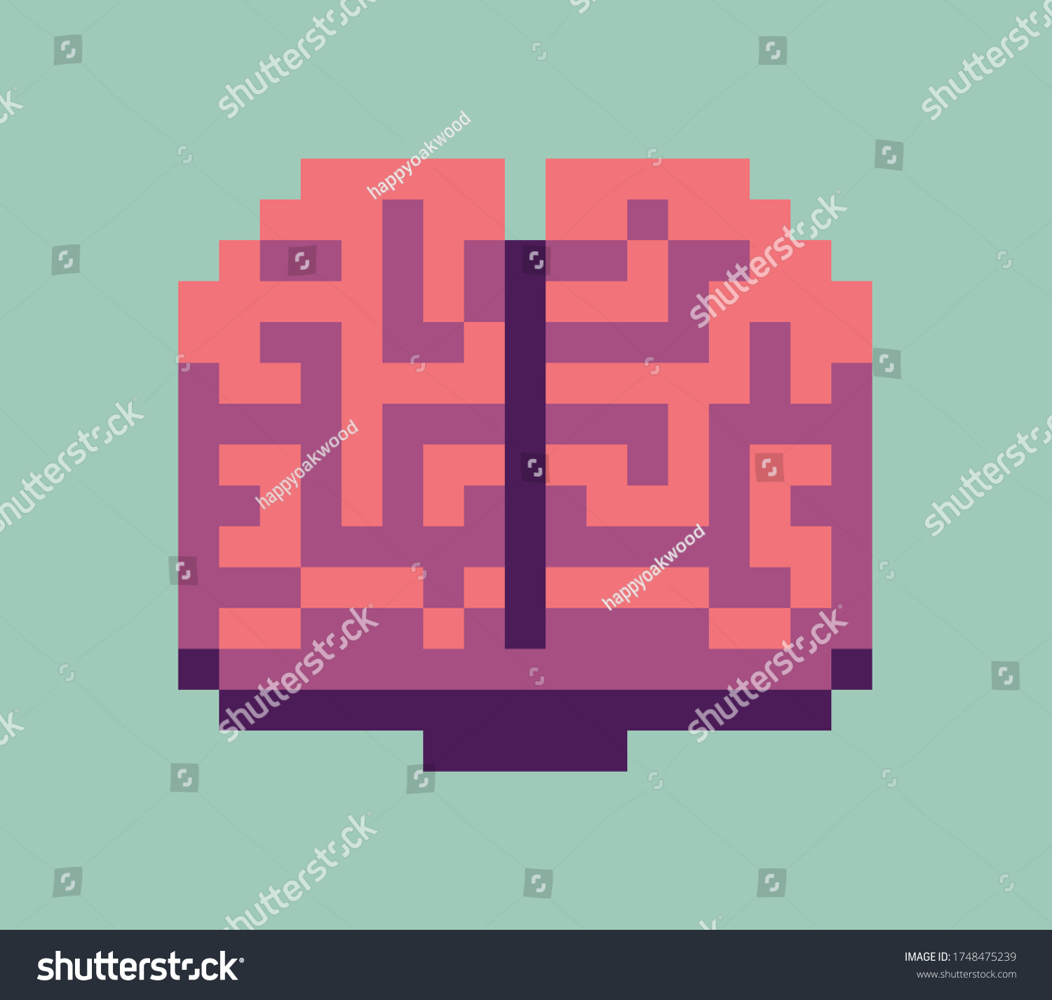 Brain Vector Pixel Art Design Isolated Stock Vector (Royalty Free ...