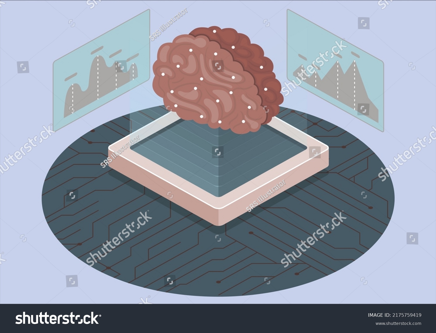 Brain Digital Circuit Screen Machine Learning Stock Vector (Royalty ...