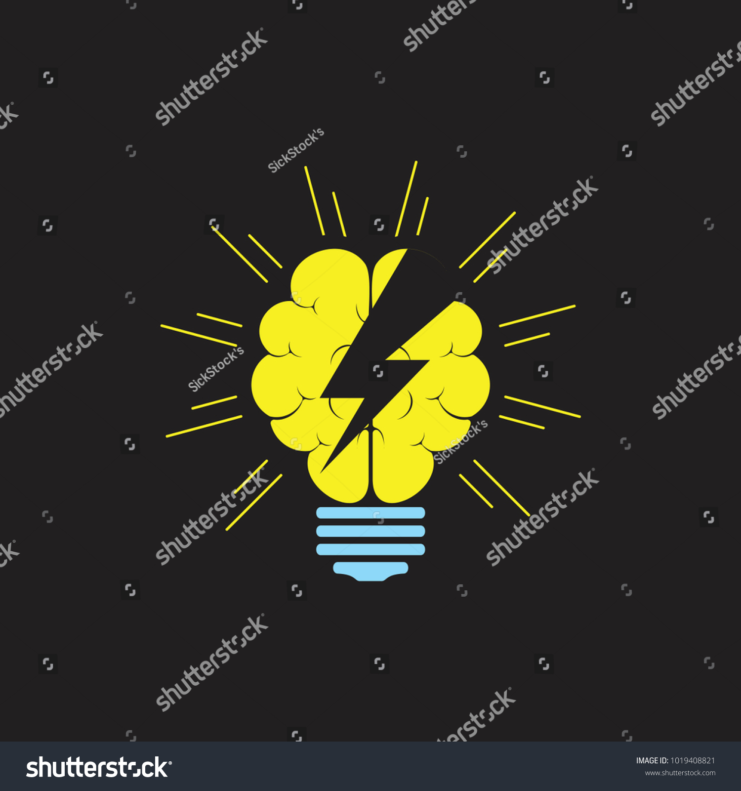 Brain Lightning Bulb Symbol Logo Vector Stock Vector (Royalty Free ...