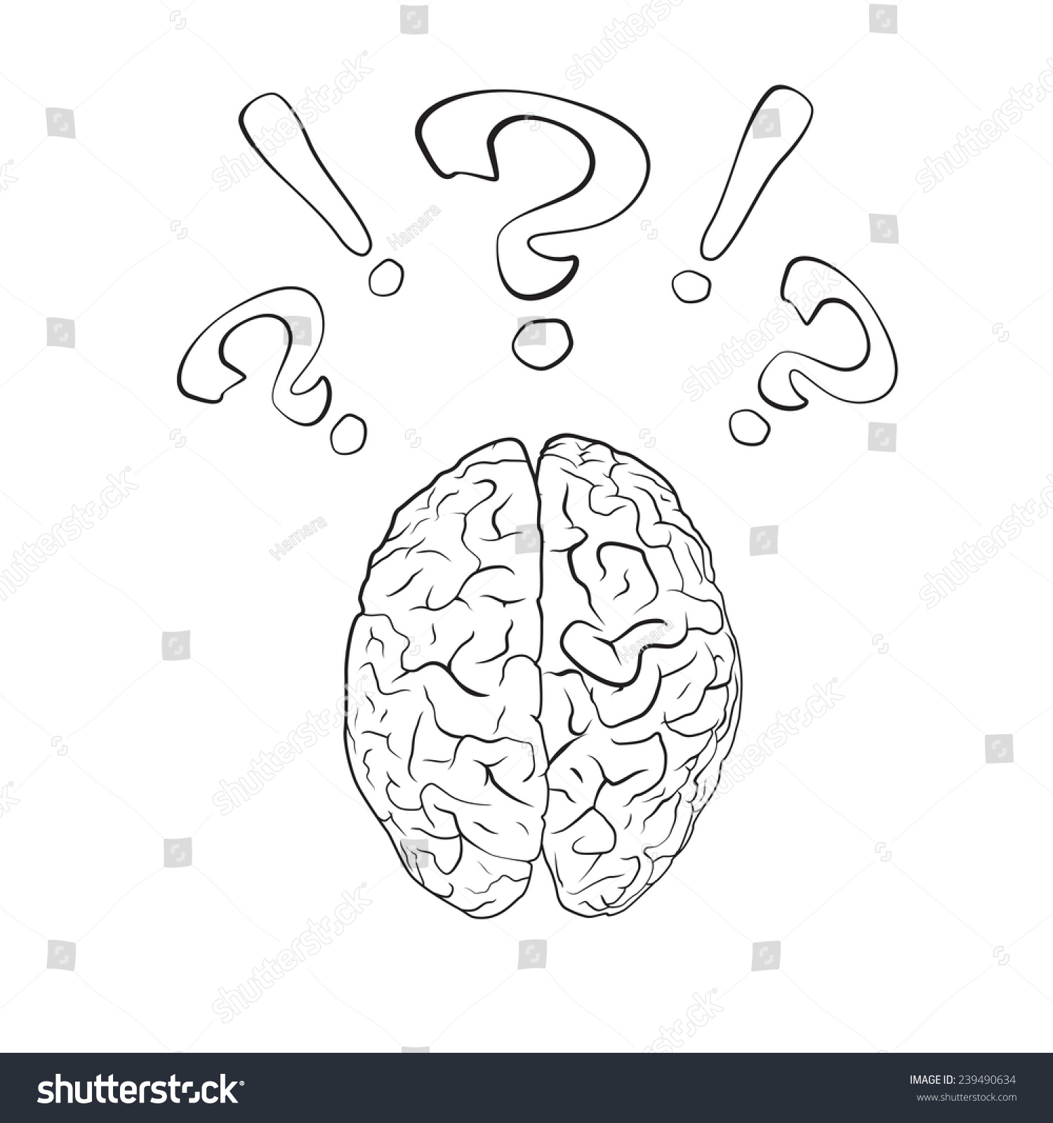 Brain Question Mark Exclamation Mark Concept Stock Vector (Royalty Free ...