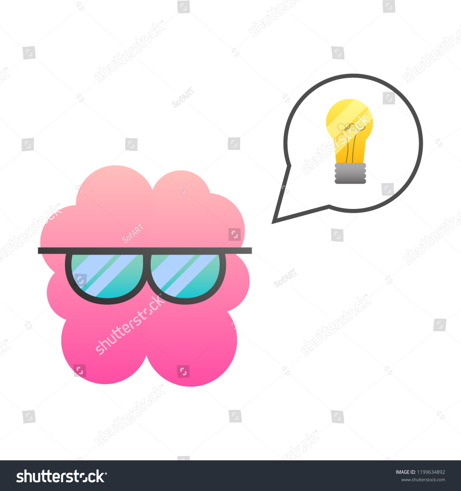 Brain Withe Idia Glasses On Whiye Stock Vector (Royalty Free ...