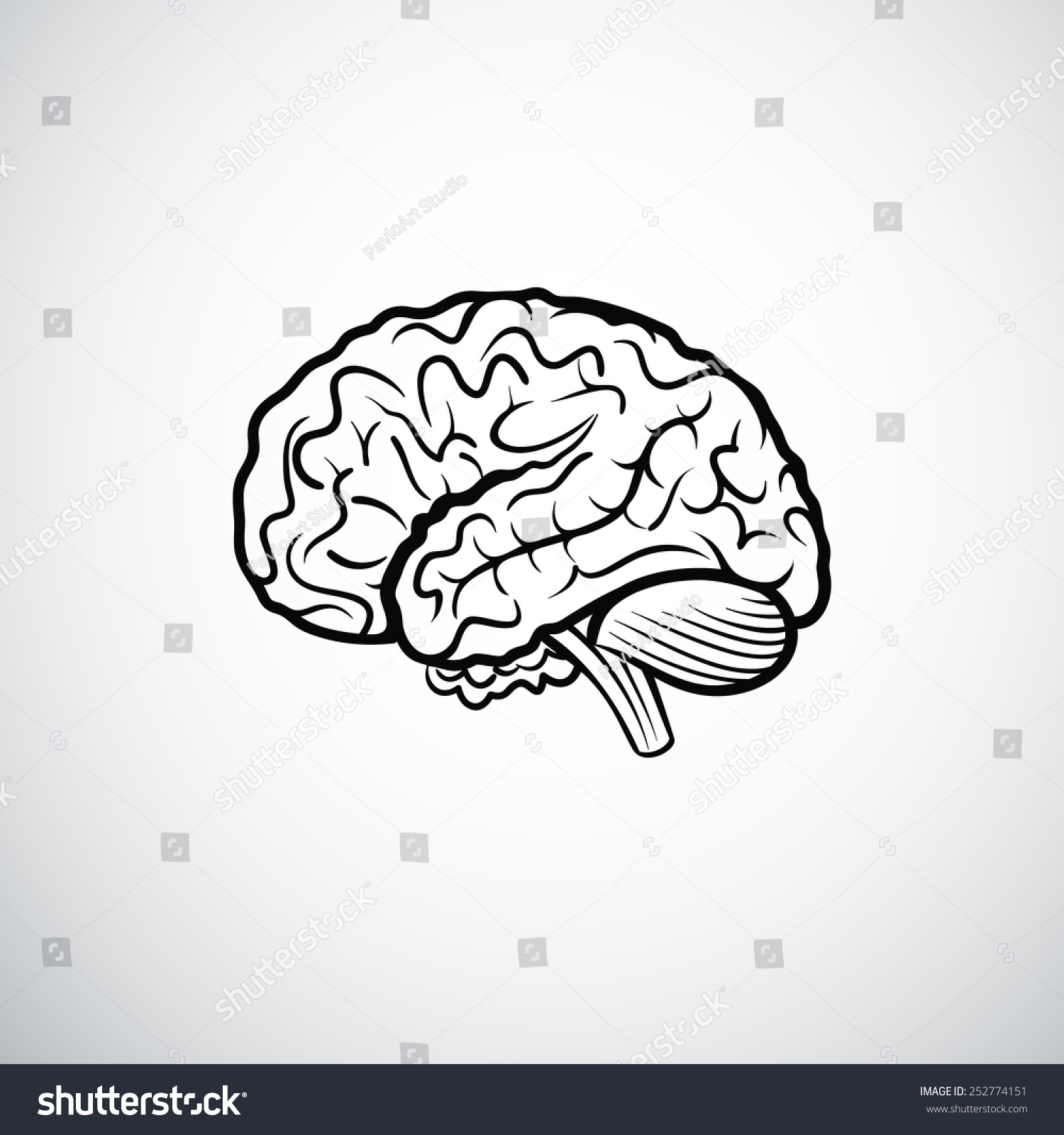 Brains Outline Vector Illustration Stock Vector (Royalty Free) 252774151