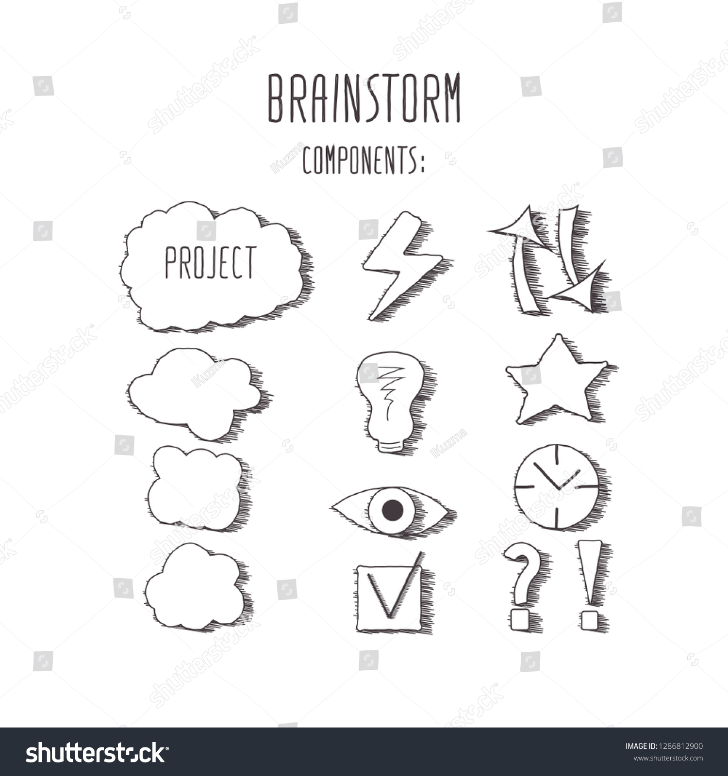 Brainstorm Components Graphic Sketch Hand Drawing: vector de stock ...