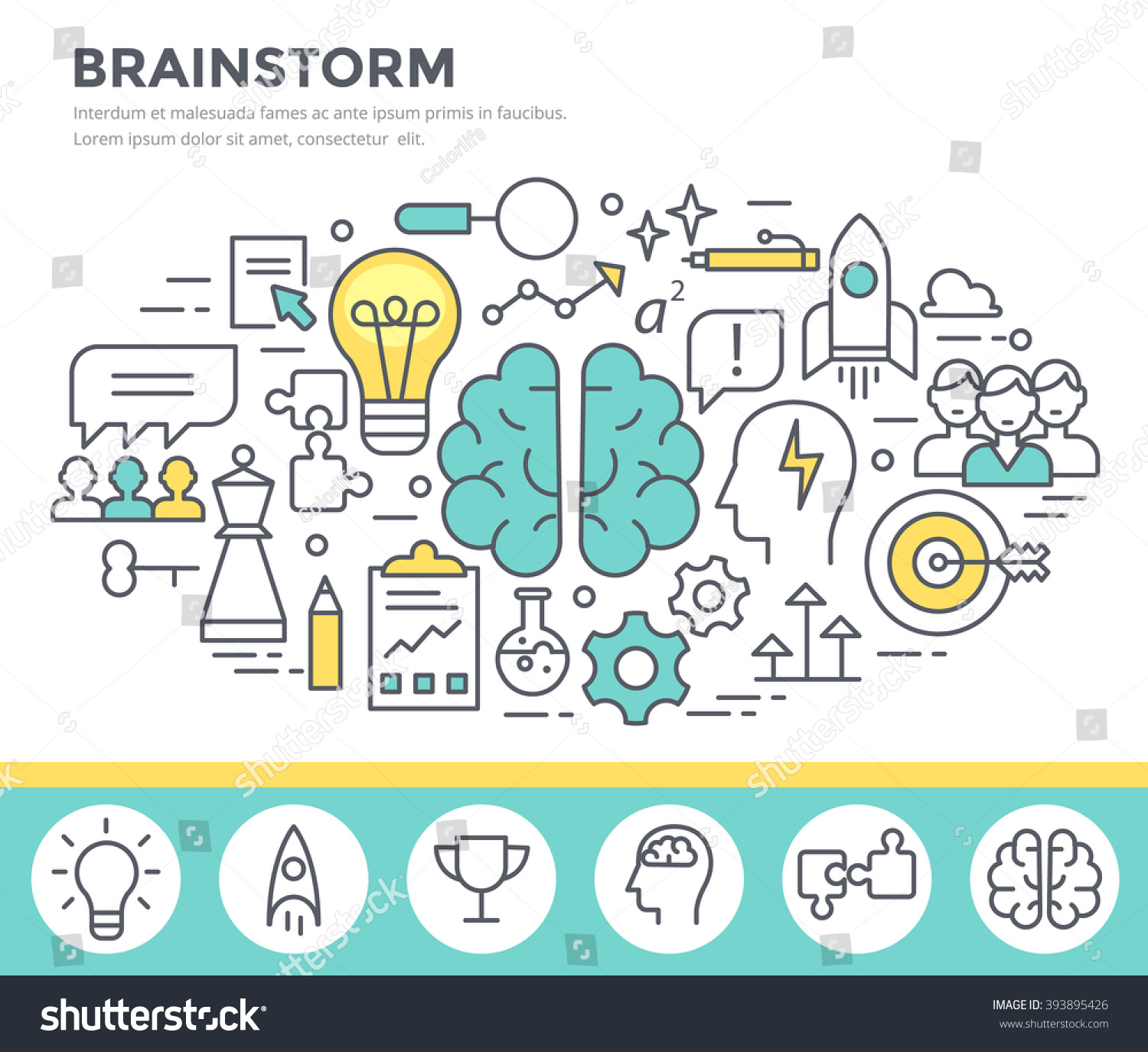Brainstorm Concept Illustration Thin Line Flat Stock Vector 393895426 ...