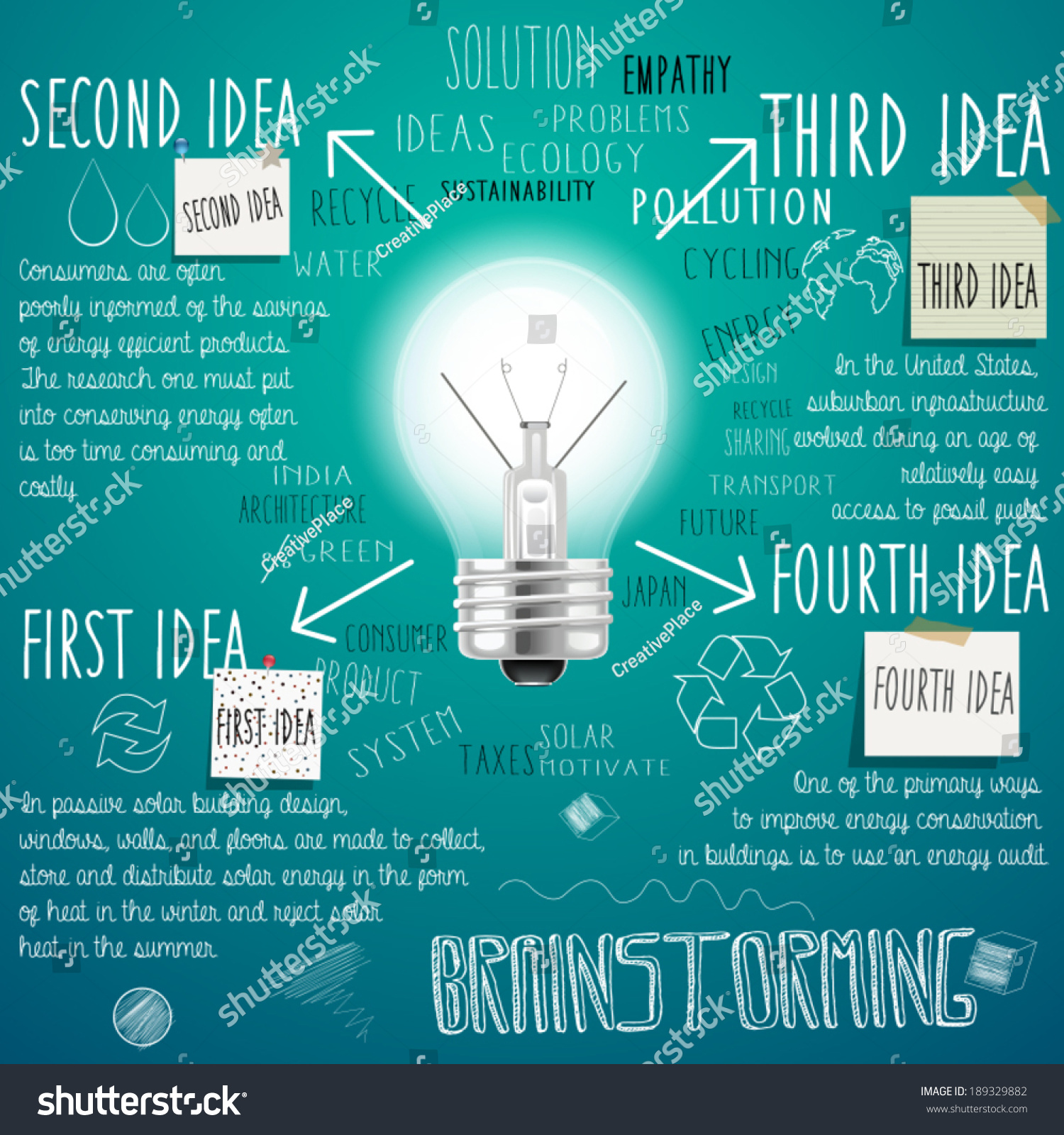Brainstorming Background Bulb Stock Vector (Royalty Free) 189329882