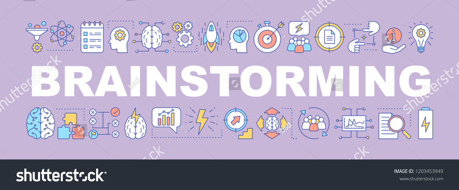Brainstorming Word Concepts Banner Thinking Process Stock Vector ...