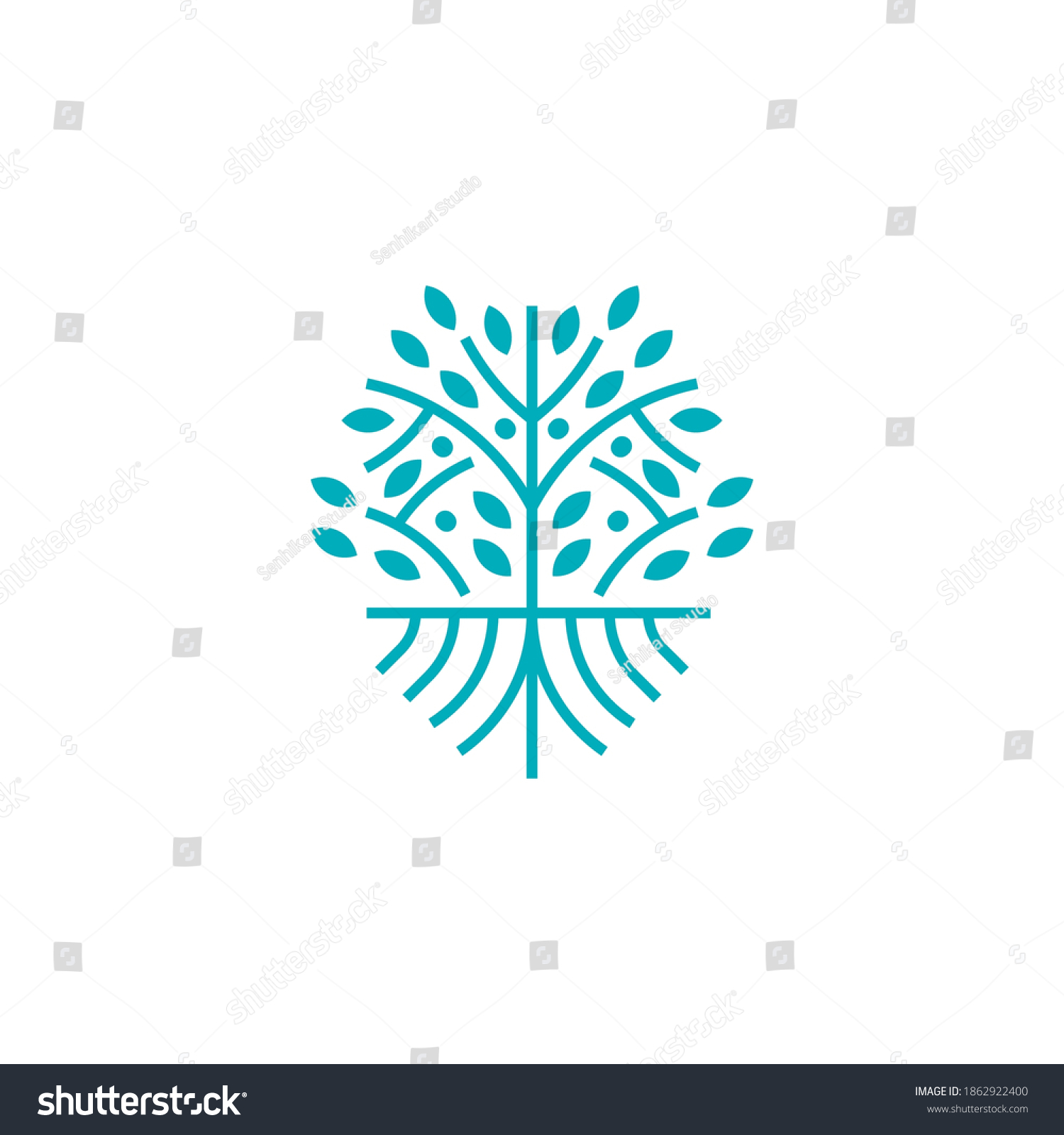 Branch Tree Root Line Style Logo Stock Vector (Royalty Free) 1862922400 ...