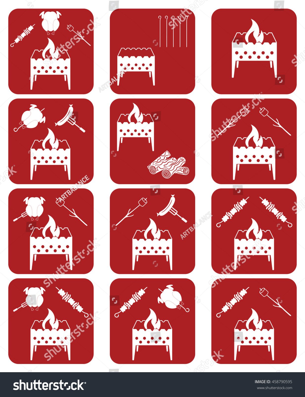 Brazier Cooking Icons Set Vector Illustration Stock Vector (Royalty ...