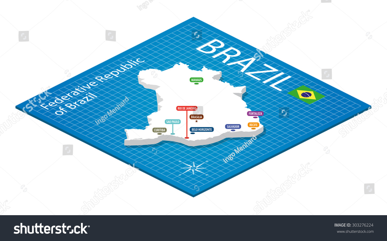 Brazil Isometric Map 3d Vector Illustration: เวกเตอร์สต็อก (ปลอดค่า ...