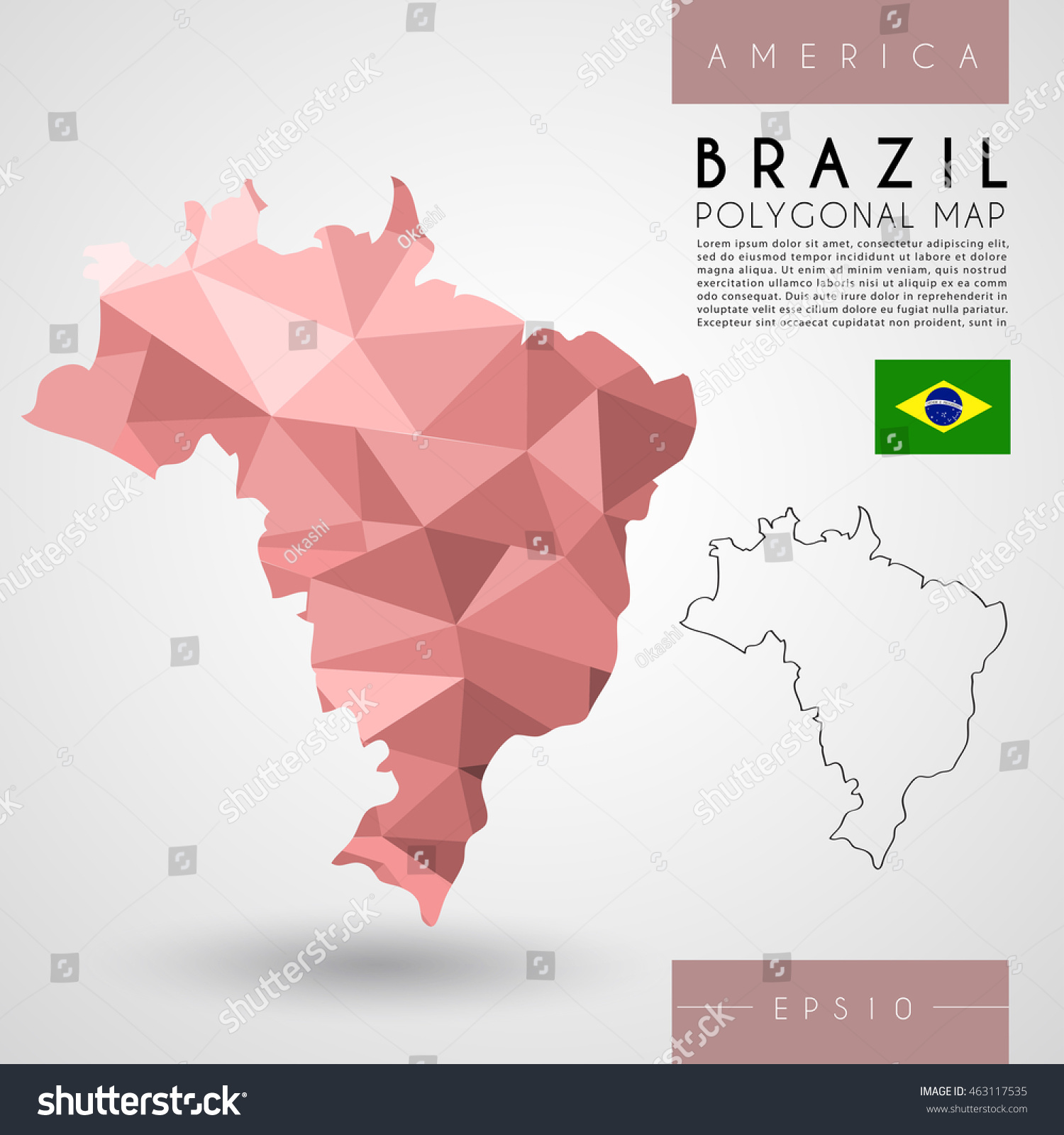 Brazil Low Poly Map Vector Illustration: เวกเตอร์สต็อก (ปลอดค่า ...