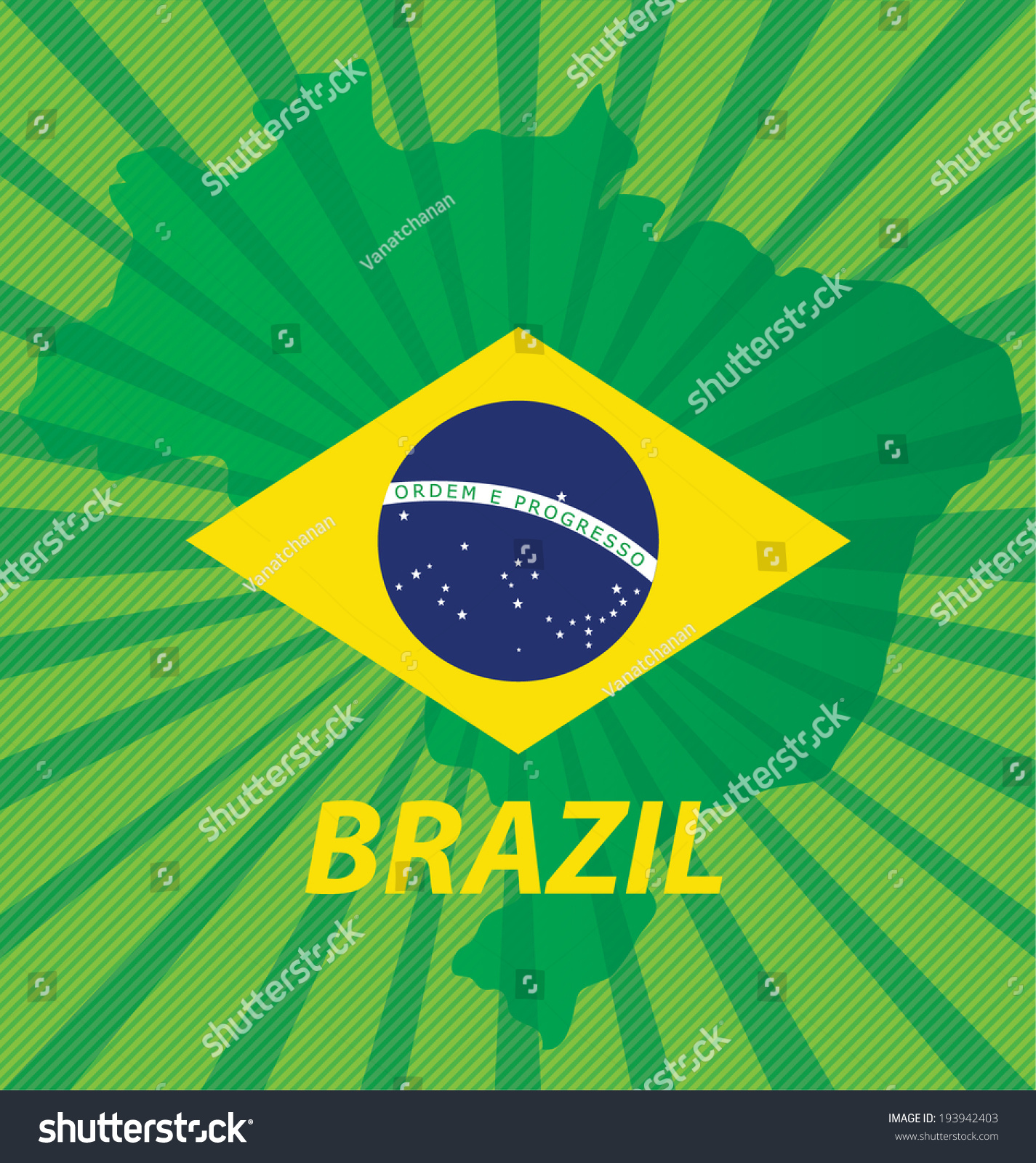 Brazil Map Flag Vector Stock Vector (Royalty Free) 193942403 | Shutterstock