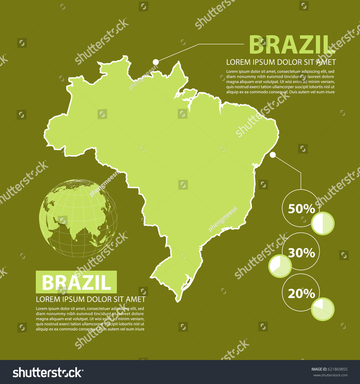 Brazil Map Infographic Stock Vector (Royalty Free) 621869855
