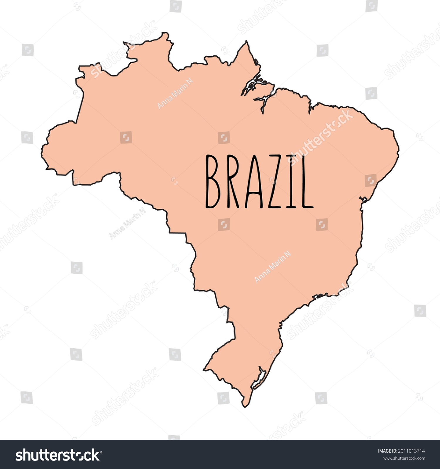 Brazil Outline Map Vector Editable Stock Vector (Royalty Free ...