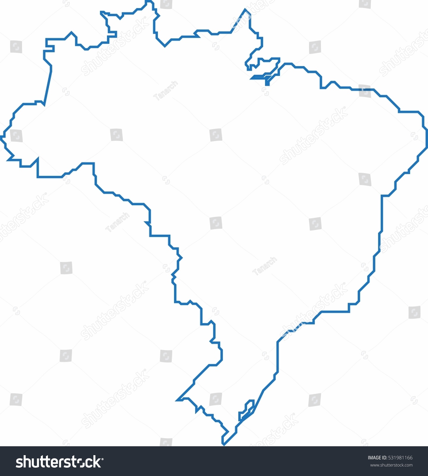 Brazil Outline Map Vector Illustration Stock Vector (Royalty Free ...