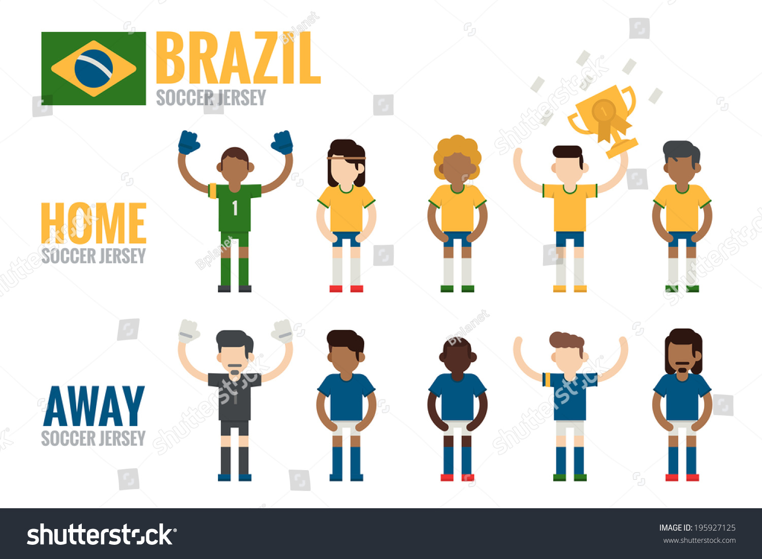 Brazil Soccer Team Charactor Flat Design Stock Vector (Royalty Free ...